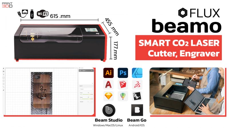 Flux beamo Smart Co2 Laser – Cutter, Engraver | 3DD Digital Fabrication ...
