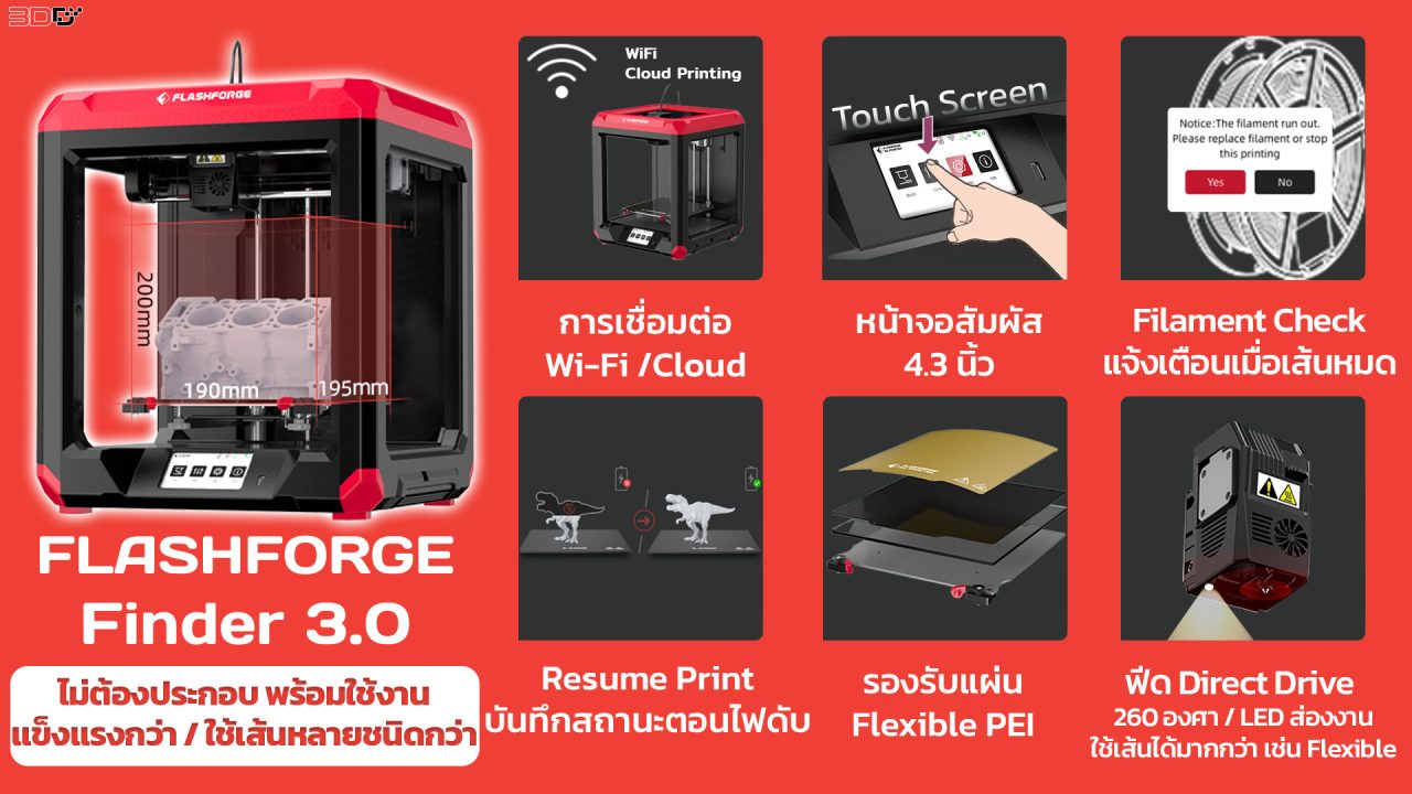 เปิดตัว 3D printer Flashforge Finder 3.0 Next gernaretion มีอะไรอัพเดท ...