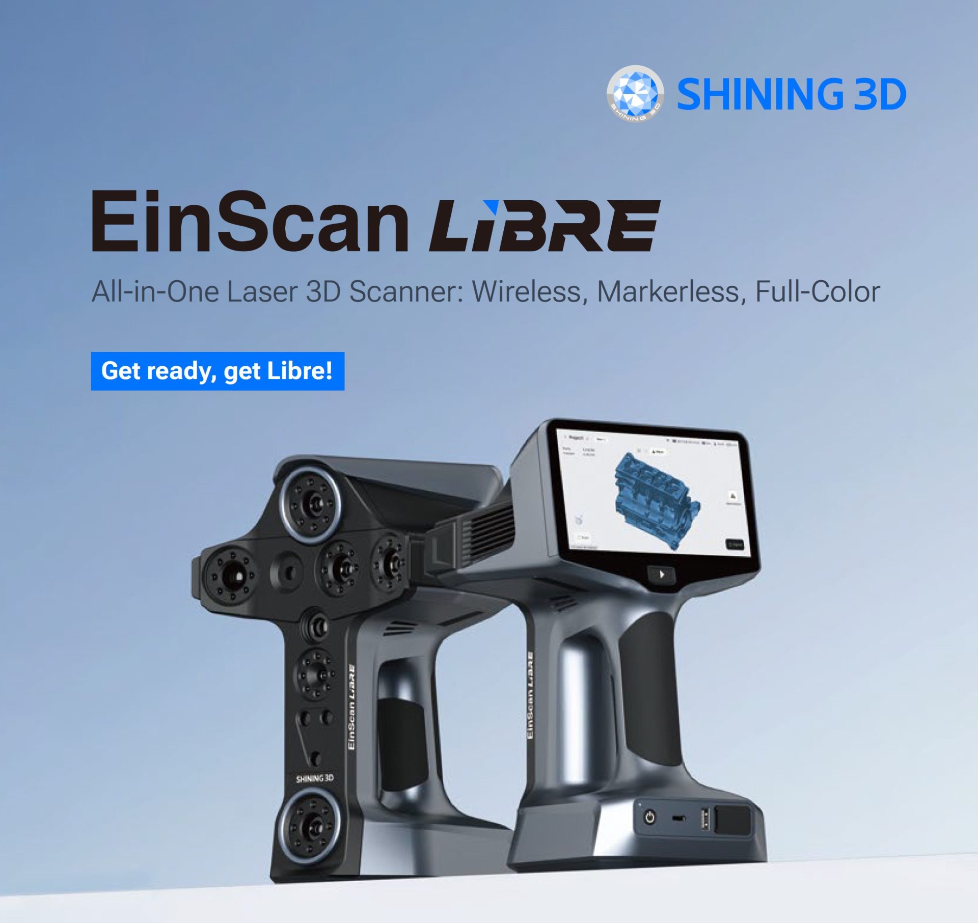 EinScan Libre Wireless 3D Laser Scanner ไร้สาย คุณภาพระดับโปร | 3DD Digital Fabrication เครื่อง ...